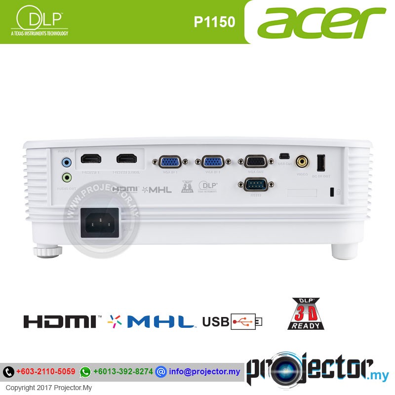 Acer P1150 SVGA 3600 Lumens Essential DLP Projector