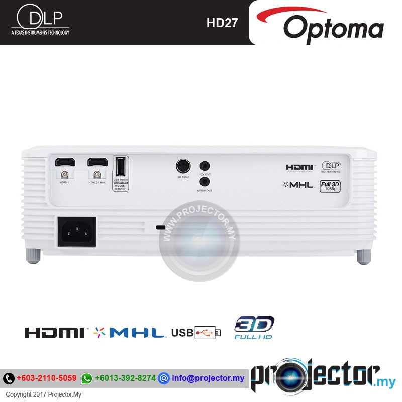 OPTOMA HD27 FULL HD 3D HOME THEATER PROJECTOR