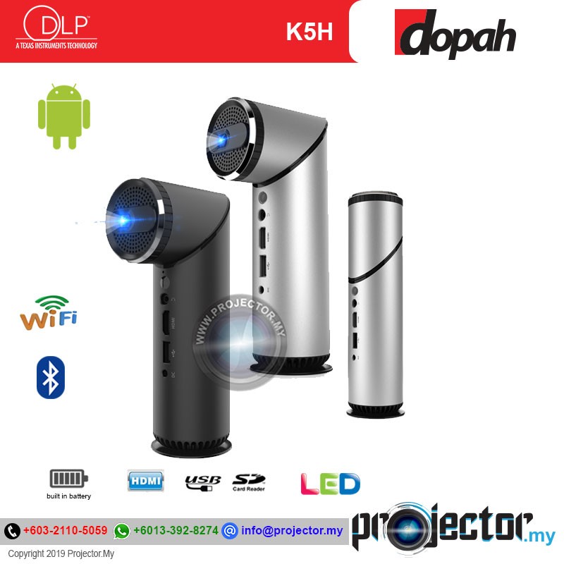 Dopah K5H Mini Pico Portable Android Wireless/WiFi LED Smart Projector