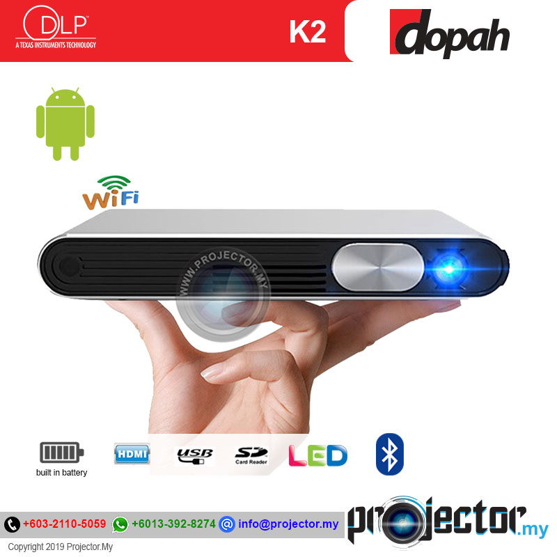 Dopah K2 Mini Pico Portable Android Wireless/WiFi LED Smart Projector